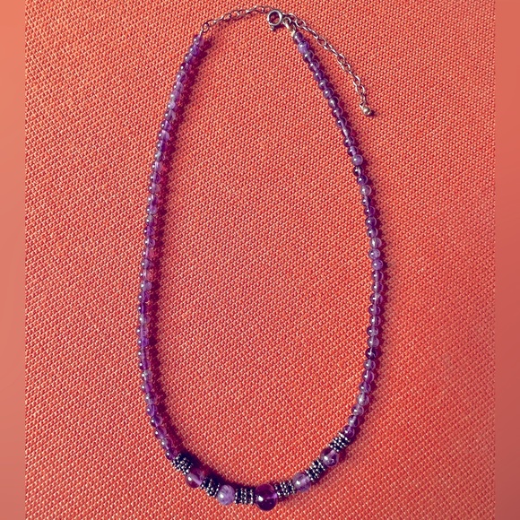 Vintage | Jewelry | Vintage Sterling Silver Amethyst Bali Bead Necklace ...